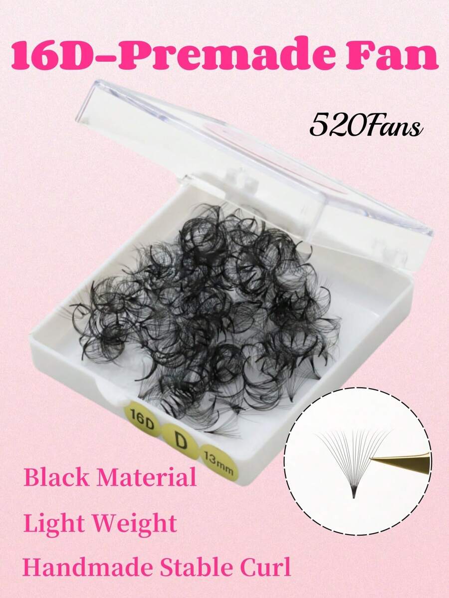 Pointy Base 520Fans 16 Premade Volume Fan Lashes 0.05mm Thickness C D ...