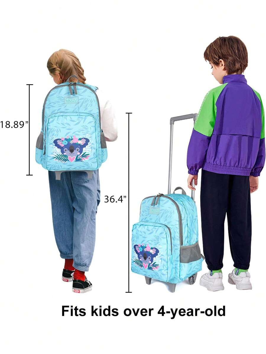 Tilami Rolling Backpack 18 Inch Double Handle Wheeled Boys Girls Travel ...