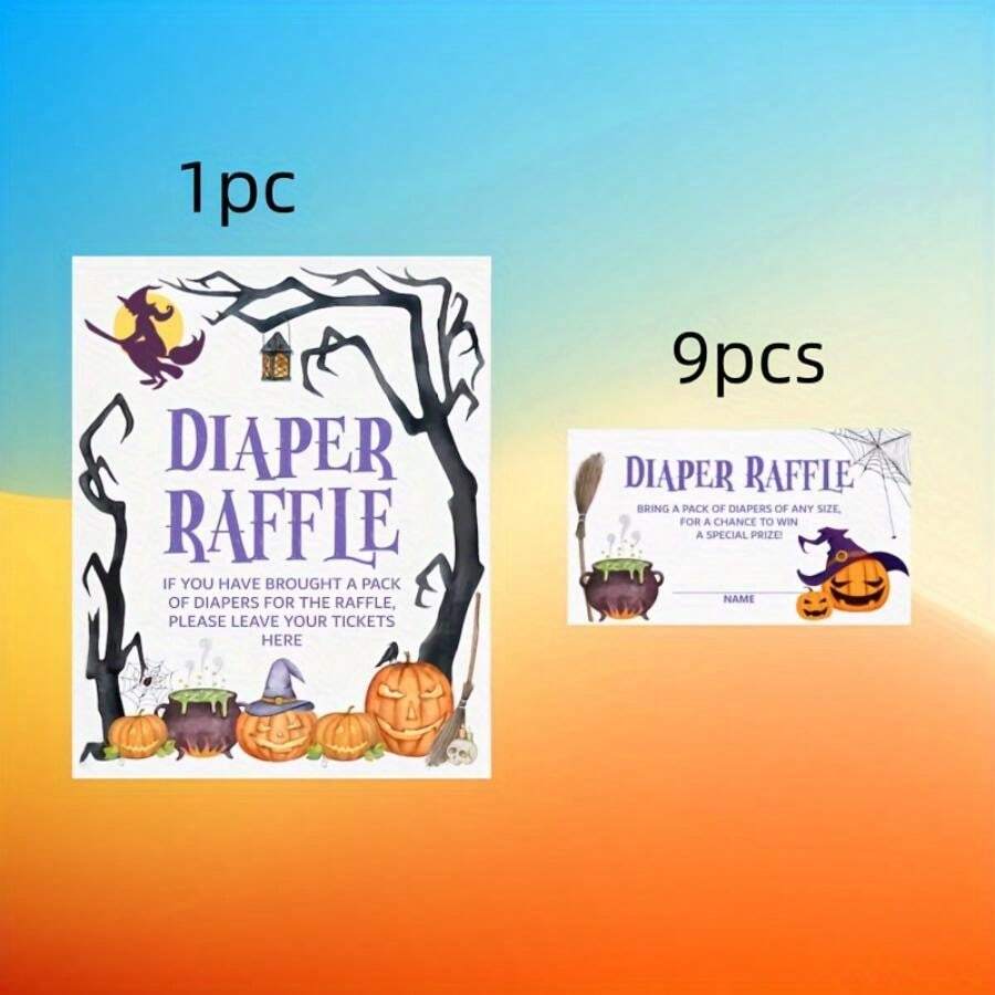 Halloween Diaper Raffle Tickets And Tags, Halloween Party Game ...