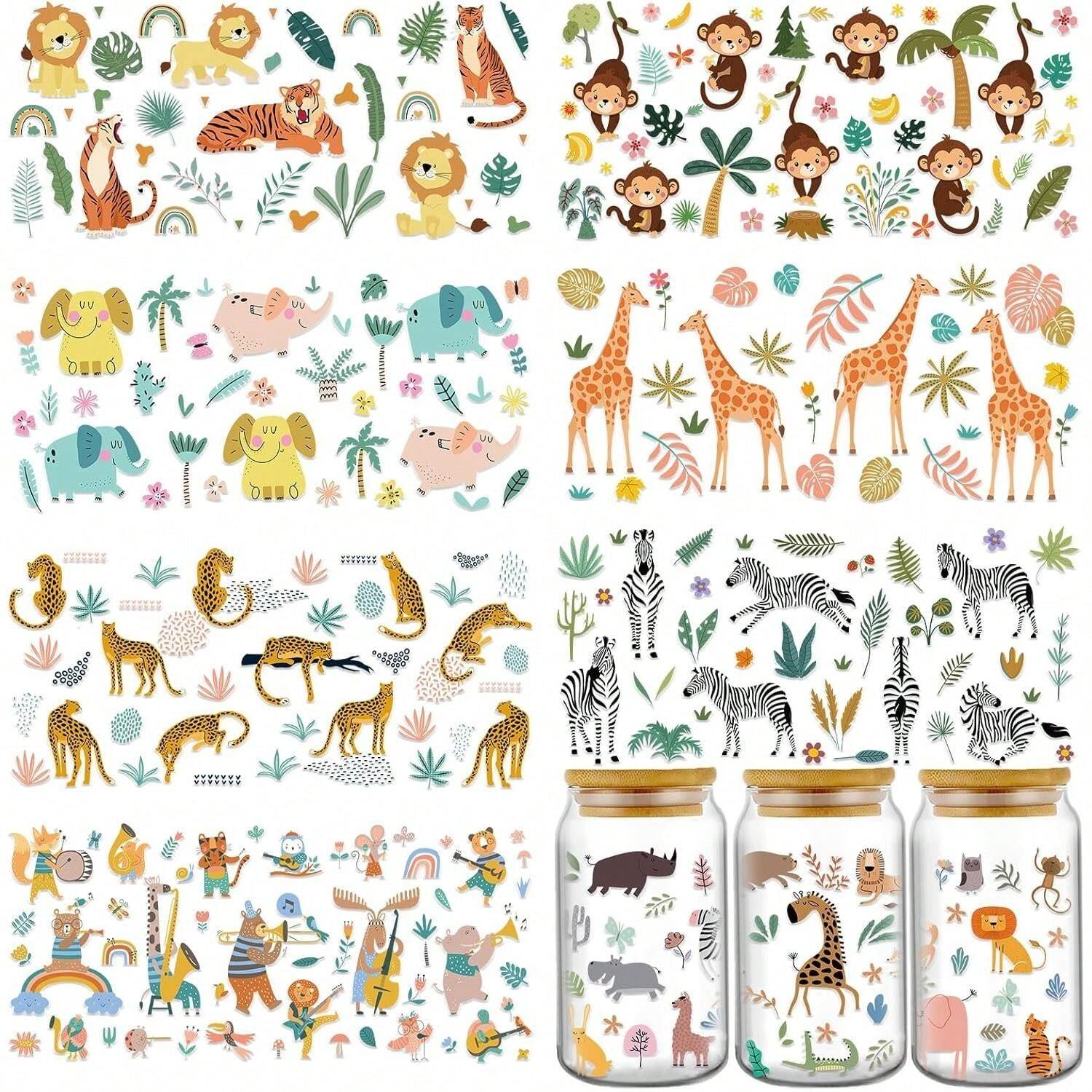 UV DTF Cup Wrap - 8 Sheets Jungle Animals UV DTF Cup Wraps For 16 Oz ...