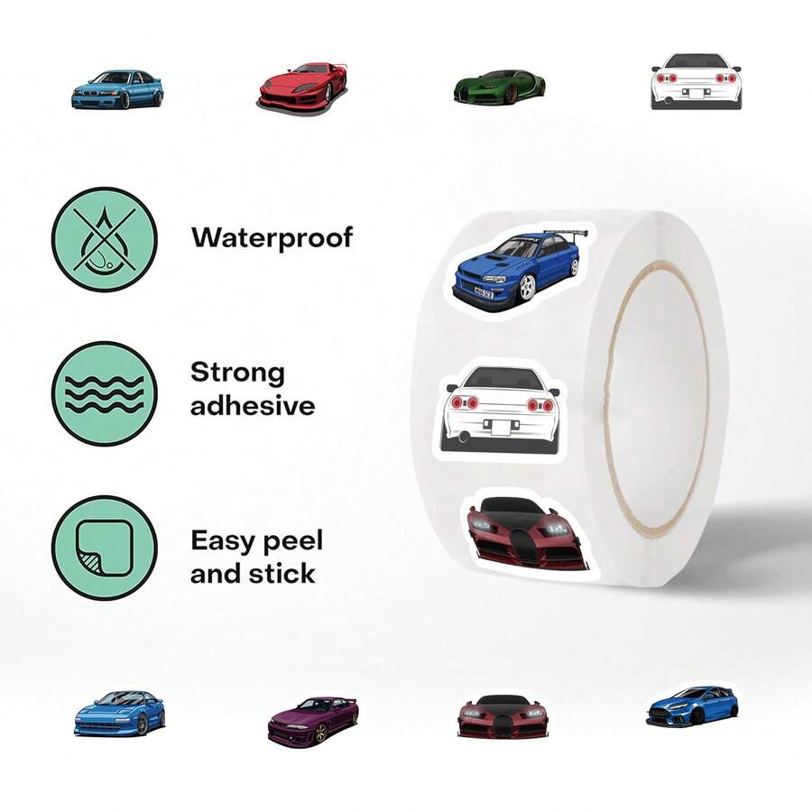 500PCS JDM Sport Stickers Roll 10 Styles Car Racing Stickers Water ...