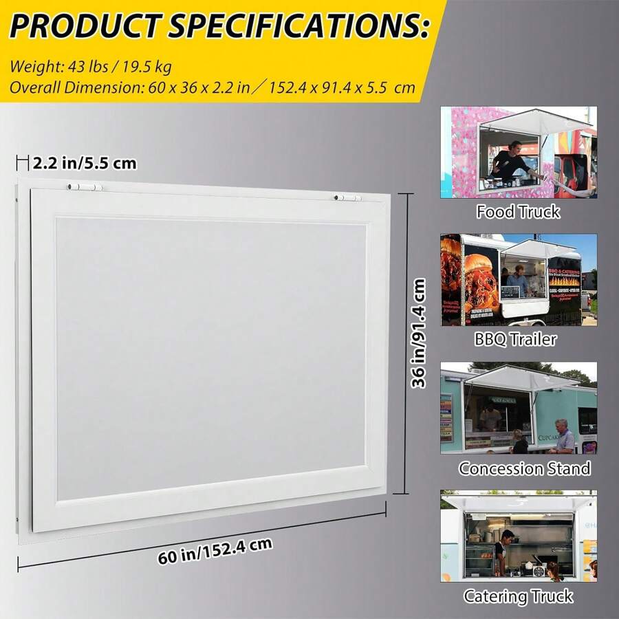 Food Truck Window – 85-Degree Concession Window With Awning And Door ...