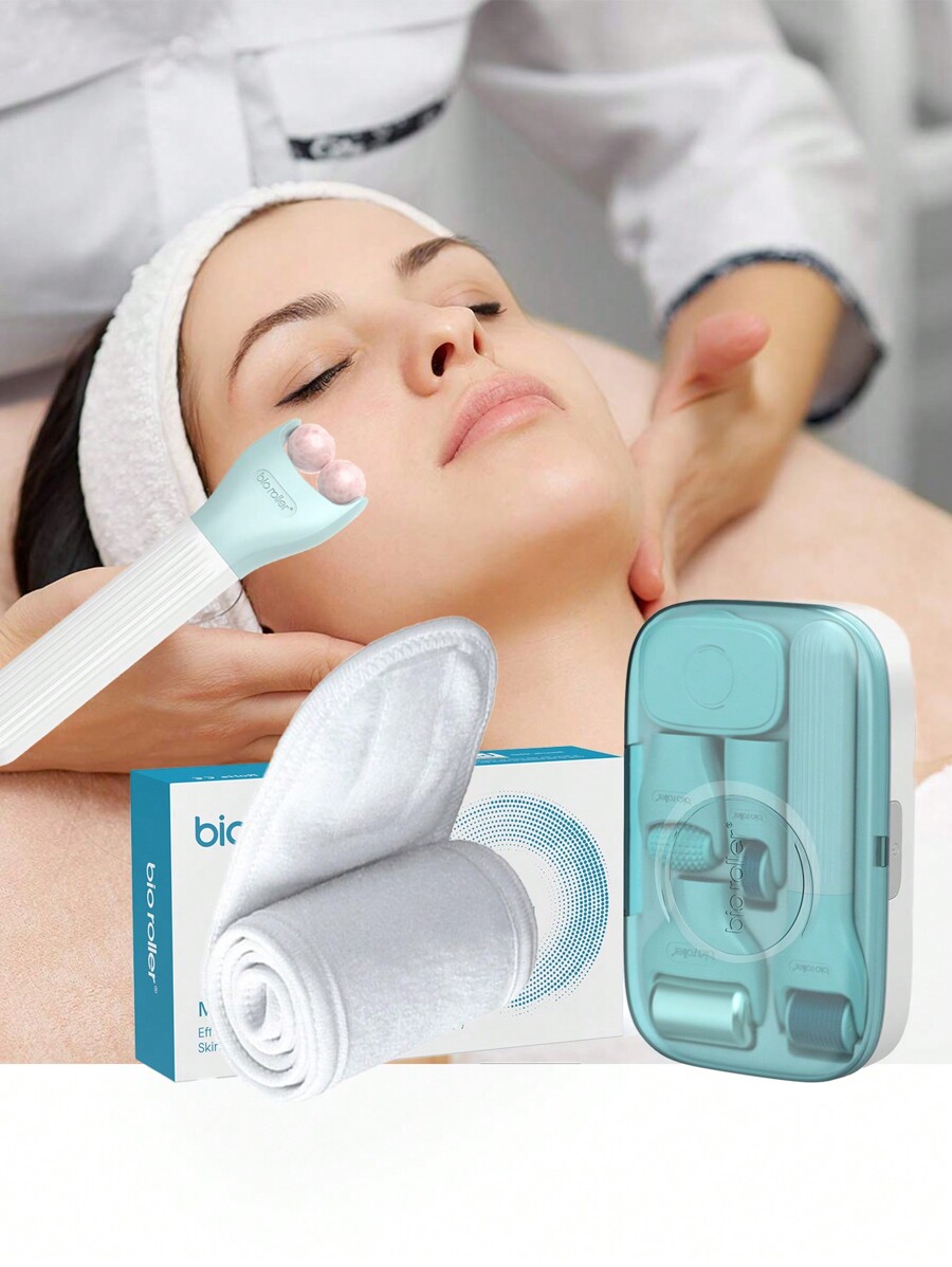 Mint Green 10-In-1 540 Titanium Micro Needle Roller Derma Roller Kit ...