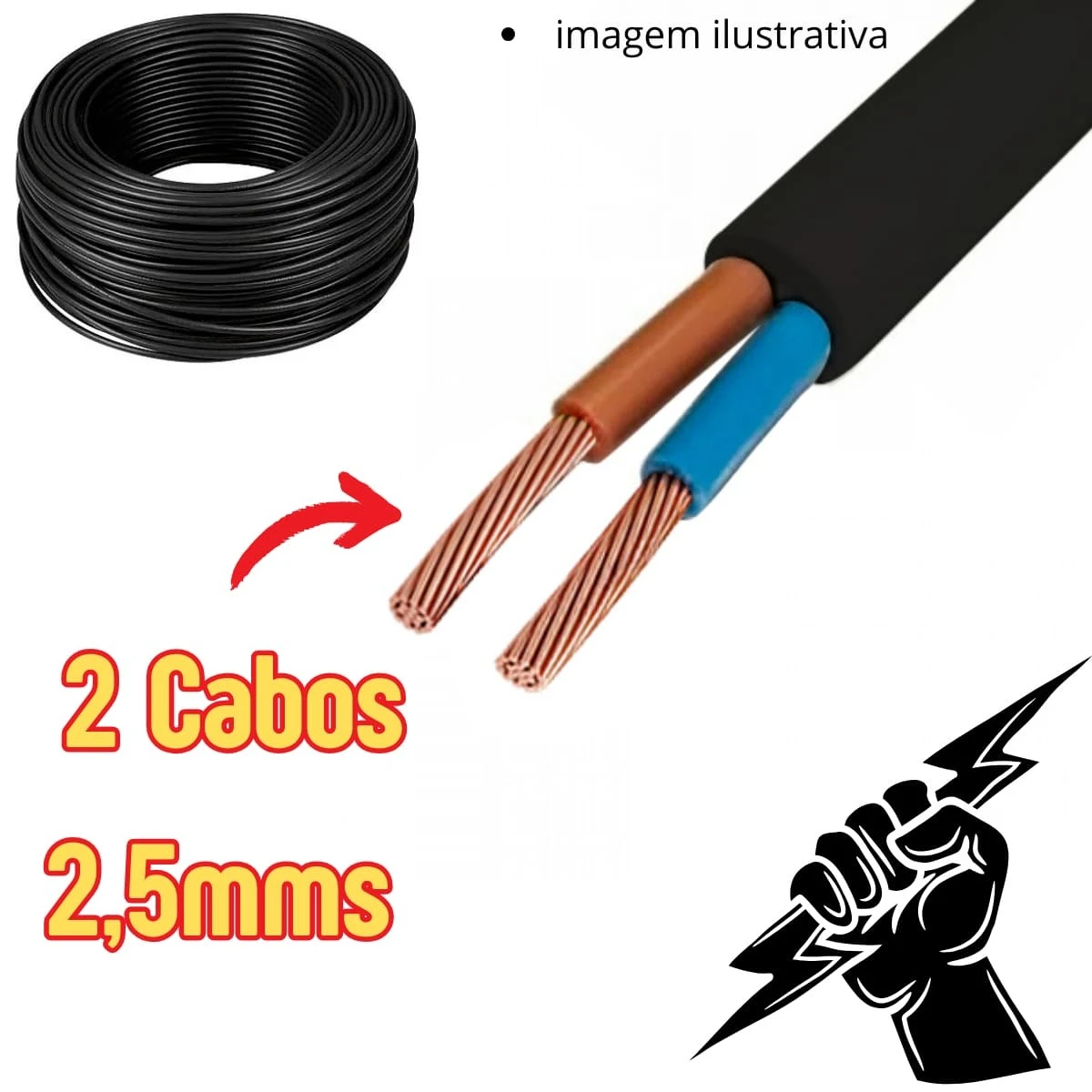 30 Meter Reinforced Electrical Extension Cord Bivolt 3 Sockets 10A/20A ...