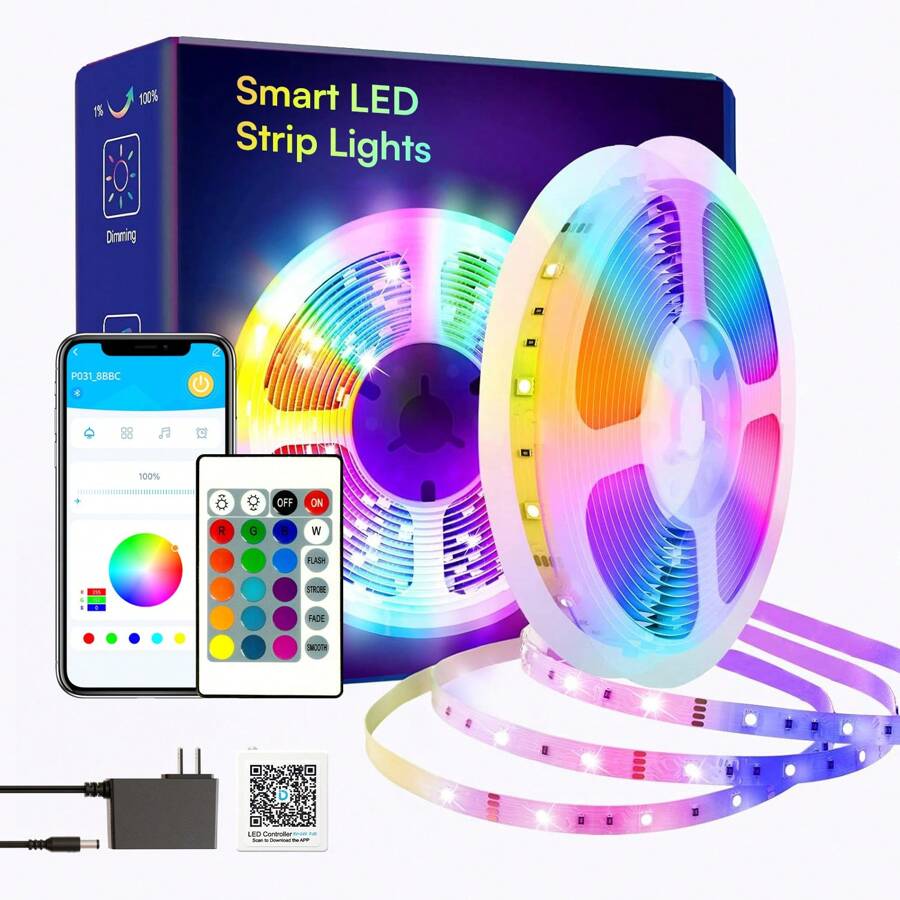 RGB Smart IC LED Strip Lights, LED Lights For Bedroom, DIY Multiple ...