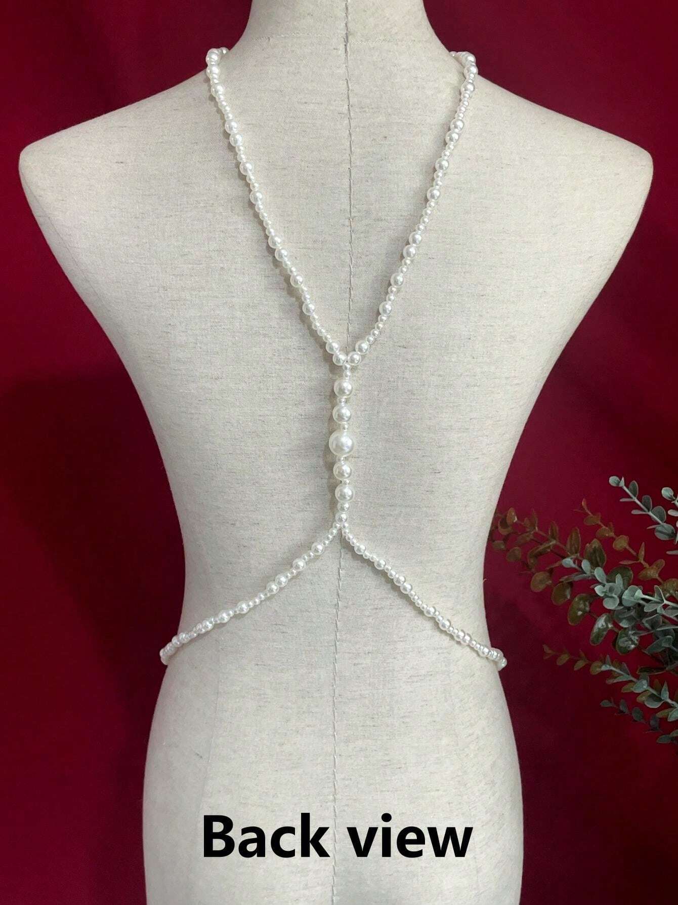1Pc Faux Pearl Simple Fashion Body Chain Handmade Beaded Ladies Dress ...