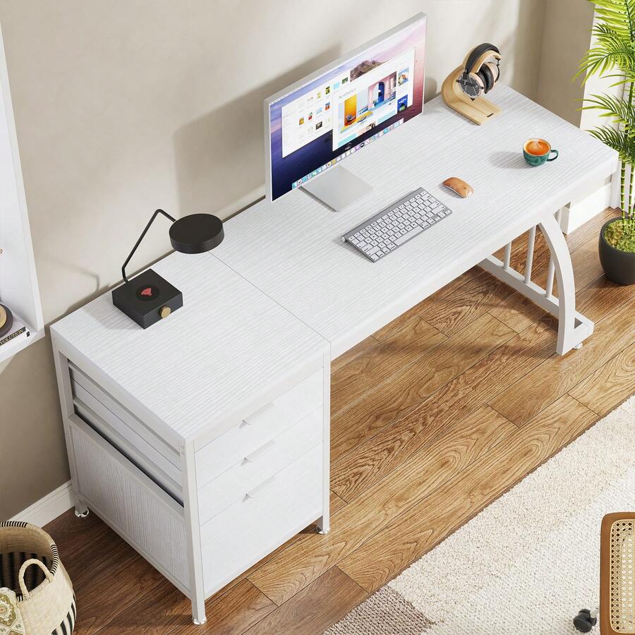 LITTLE TREE Tribesigns 59-Inch Computer Desk With 3 Drawers, Industrial ...