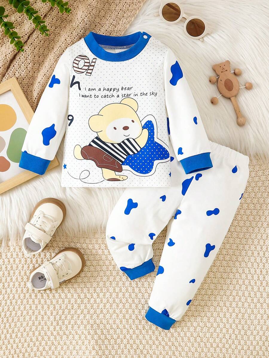 Ropa de bebé niño con forro térmico, con estampado de osito lindo y ...