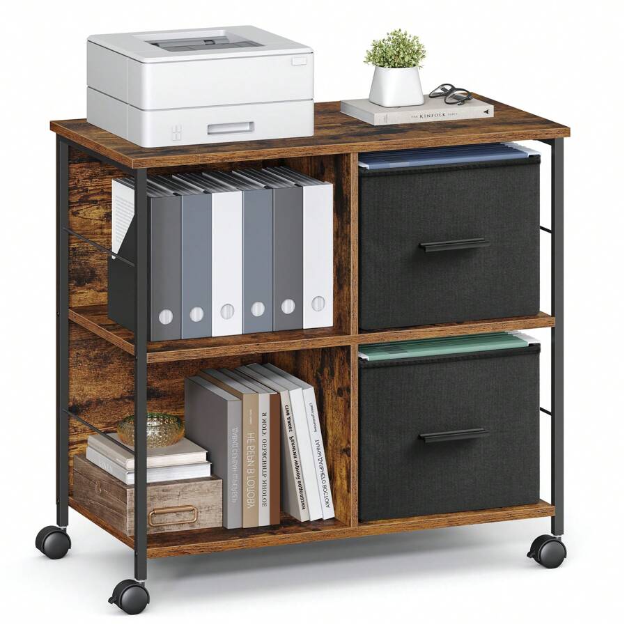 VASAGLE Filing Cabinet With 2 Drawers, Book Shelf, Printer Stander, For ...