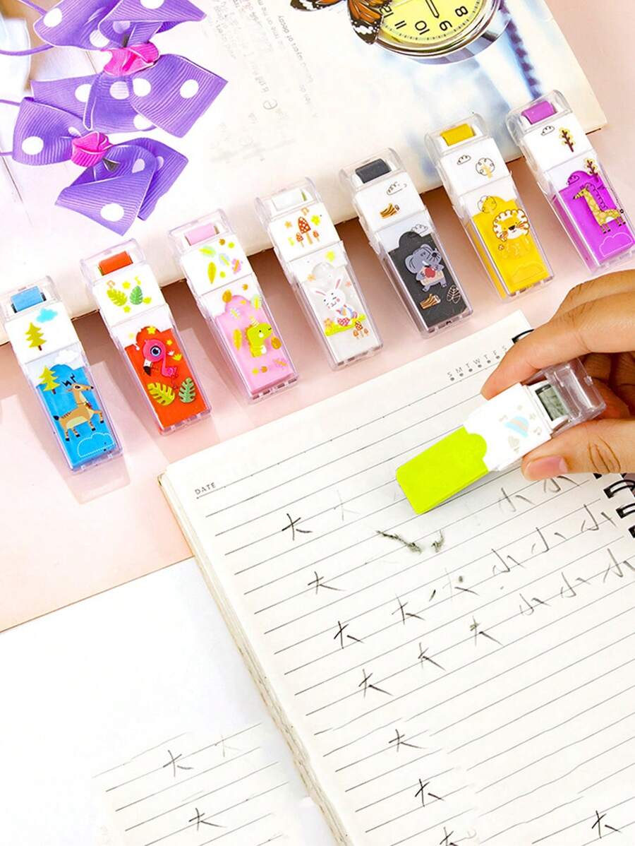 4pcs Creative Roller Eraser For The Start Of School Season, Cute ...
