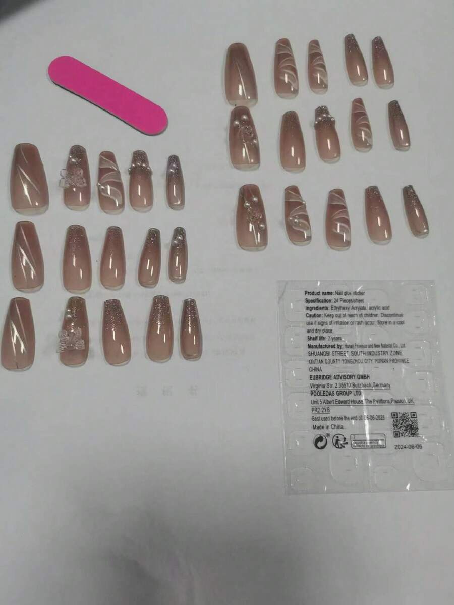 30pcs Short Coffin Nail Stickers, 1pc Jelly Gel Soak Off Top Coat, 1pc ...