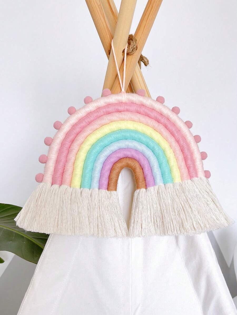 1pc/1set Colorful Hand-Woven Rainbow Decorations, Ball Strings, Macaron ...