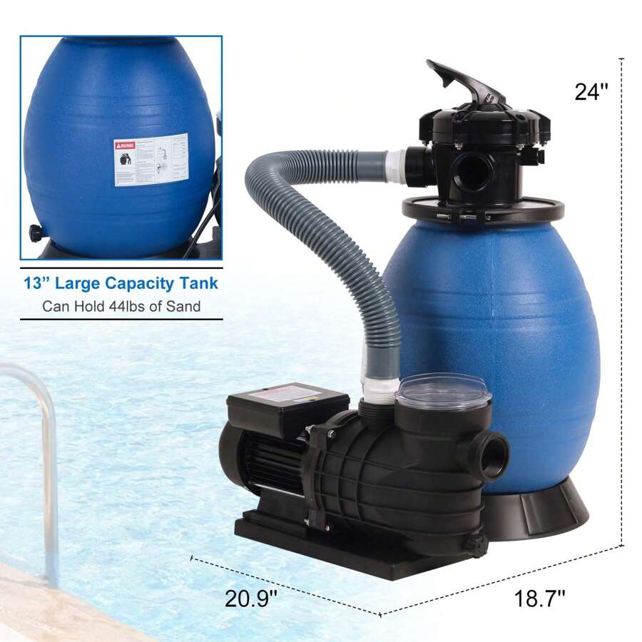 Sand Filter Pump 0.35 Horse Power 13 Inch Tank For 10000GAL Above ...