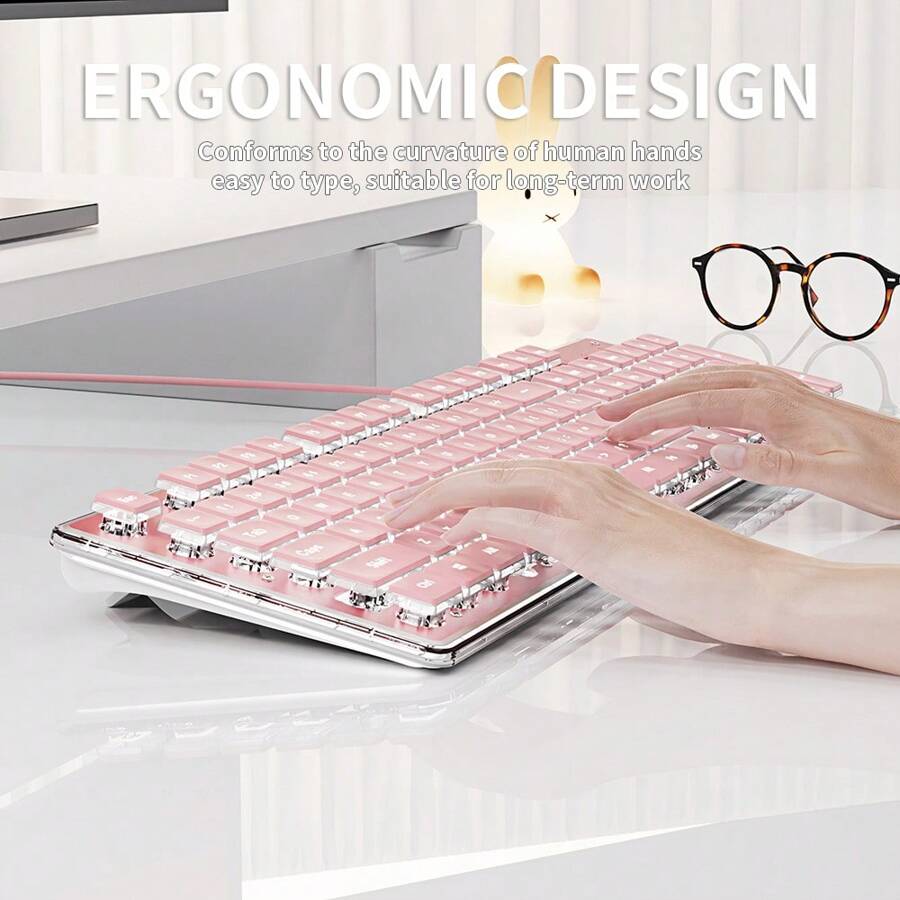 EWEADN Mechanical Feel Gaming Keyboard, All-Metal Panel 104 Keys Wired ...