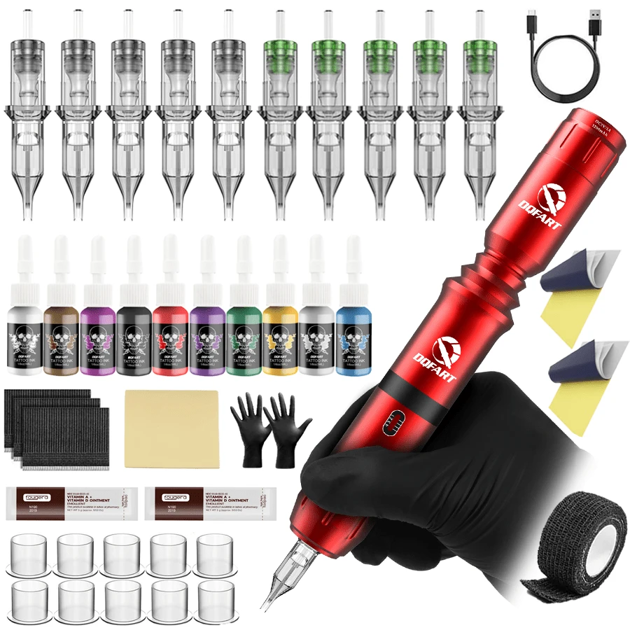 DQFART Wireless Tattoo Pen Set, Easy-To-Use Tattoo Pen, 10 Pieces Of ...