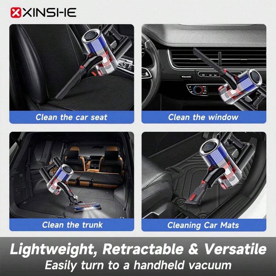 XINSHE Cordless Vacuum Cleaner, 24Kpa Powerful Suction Vacuum With LED ...