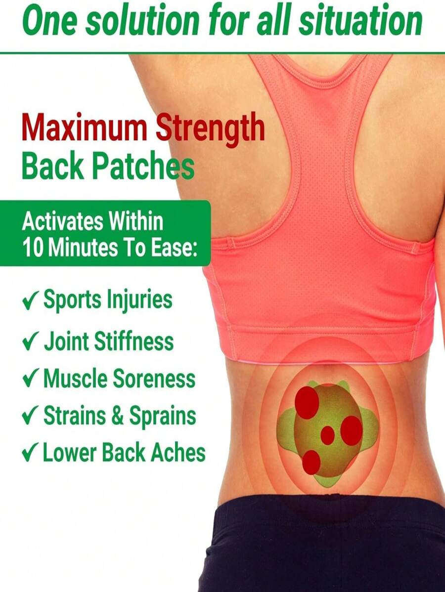 Back Pain Patches, 12 Count Heat Patches, 8 Hour Long Lasting Deep Hot ...
