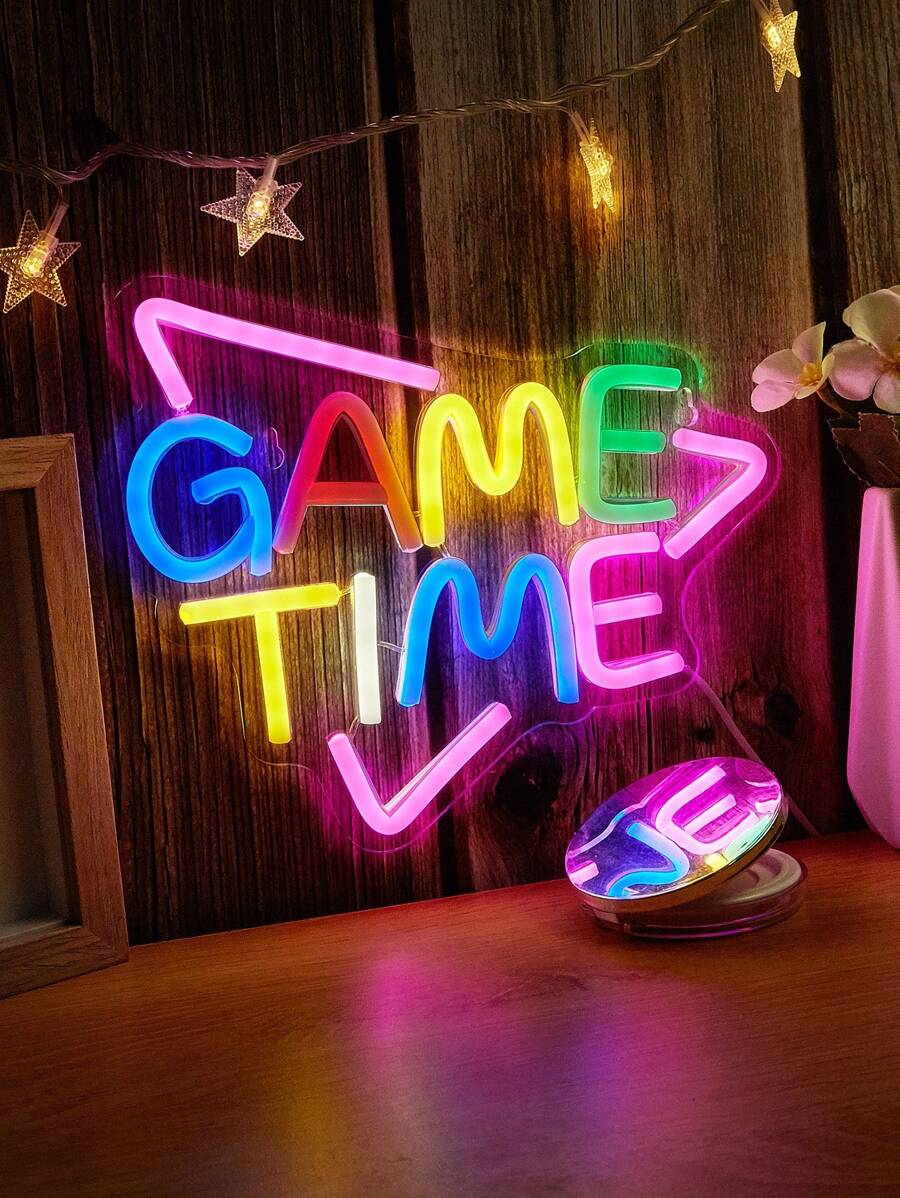 1PC Cute LED Neon Sign Game Time Neon Lights For Room USB Powered Wall ...