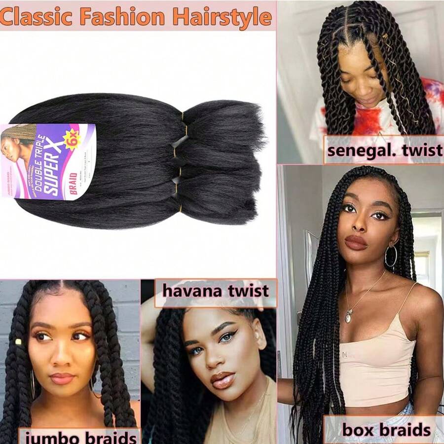 24 Inch 6 Packs Yaki Braiding Hair, Two Tone Yaki Texture Prestretched ...