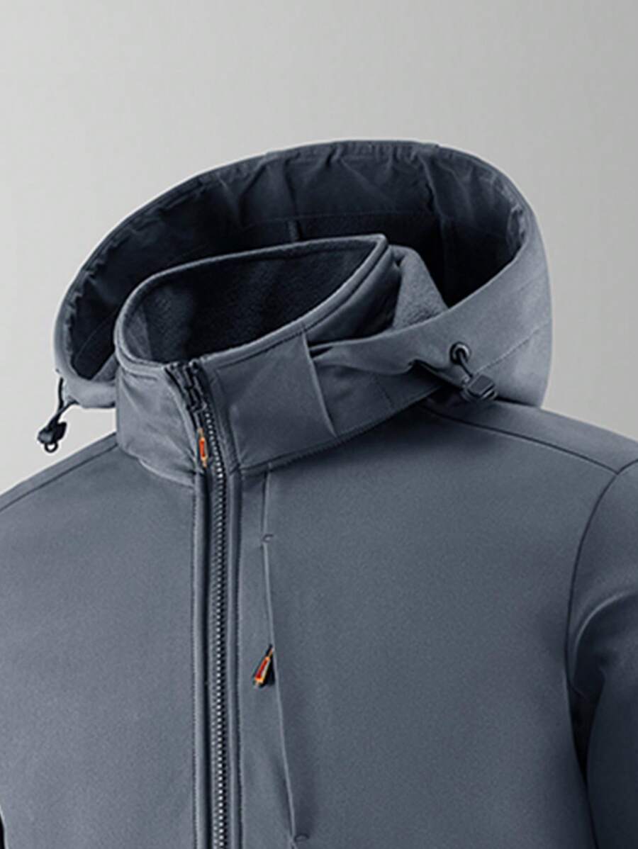 Jaqueta masculina com capuz e forro térmico Softshell para atividades ...