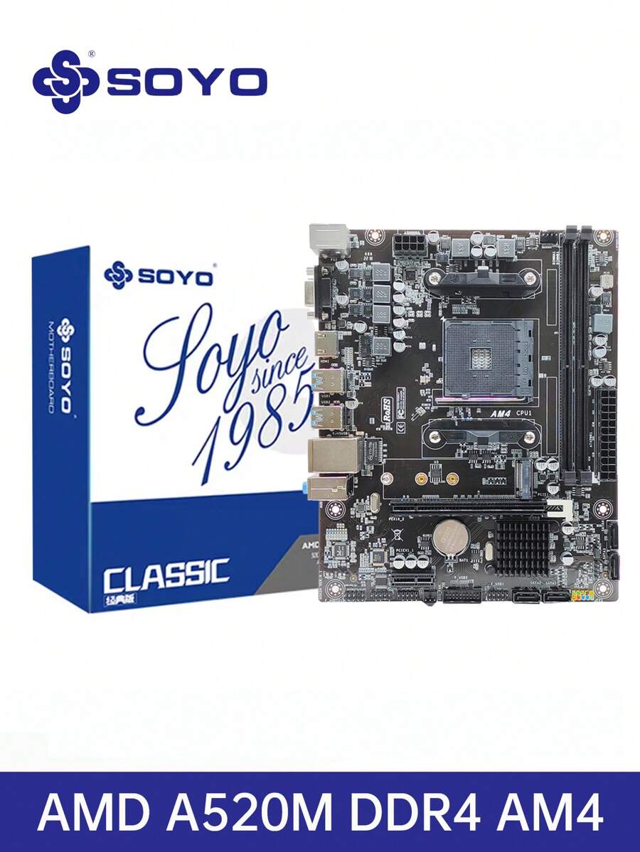 SOYO Carte mère AM4 pour processeur RYZEN 5 5500, carte mère SOYO A520M ...
