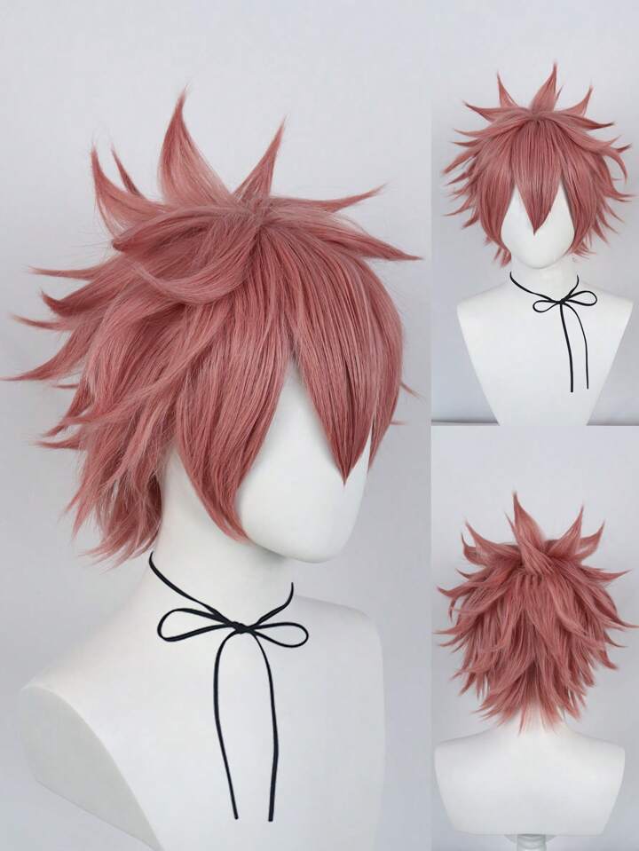 Pink Wigs For Men NANZHIJIA Fluffy Men Wigs Short Synthetic Hair