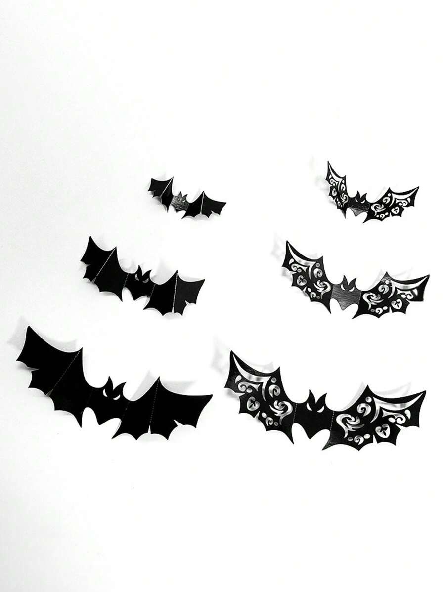 16pcs Creative Hollow Bat 3D Black Stereoscopic Bat Wall Stickers ...