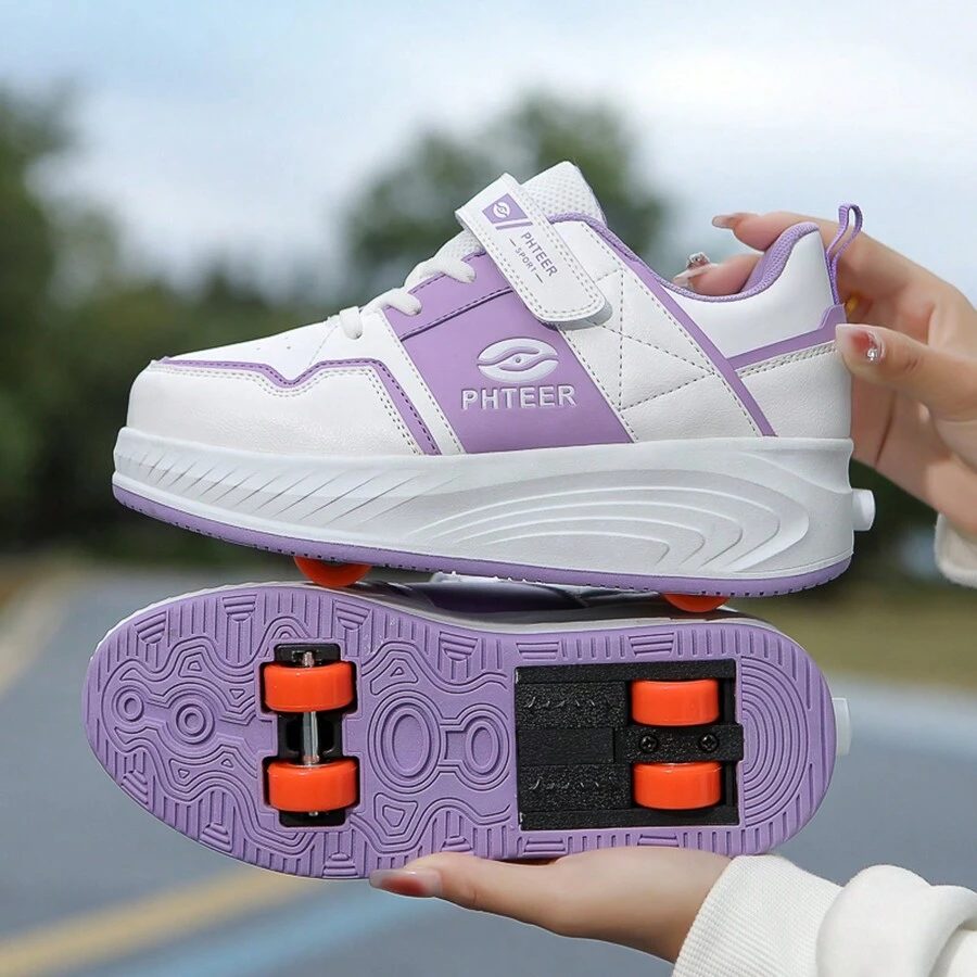 Unisex Automatic Wheel Roller Shoes With Hidden Buttons, Multi ...