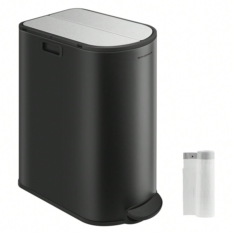 SONGMICS Double Kitchen Bin, 30L And 20L Dual Compartment Slim Bin For ...