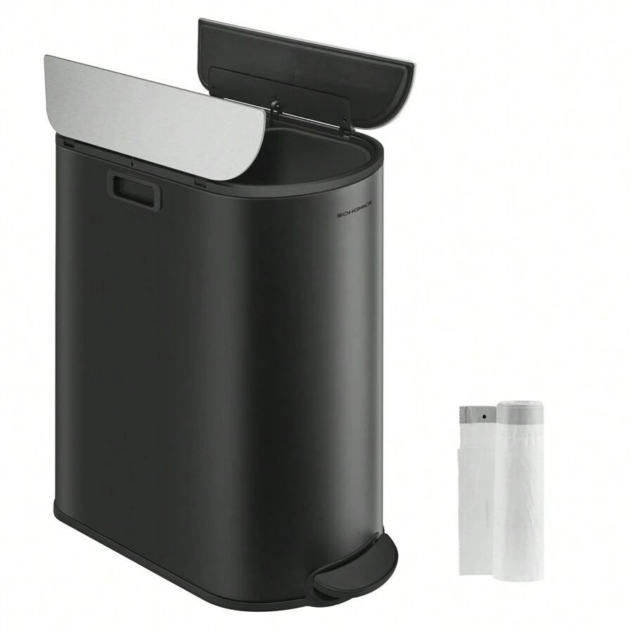 SONGMICS Double Kitchen Bin, 30L And 20L Dual Compartment Slim Bin For ...