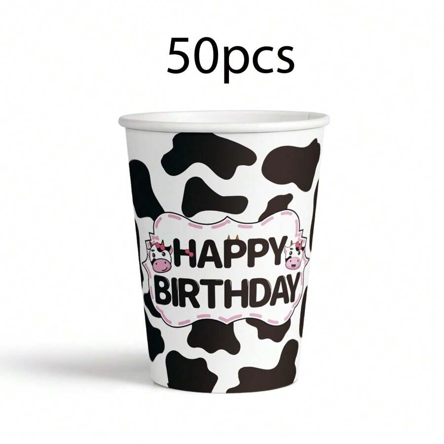 60pcs/Set Cute Cow Themed Disposable Party Tableware, Birthday Party ...