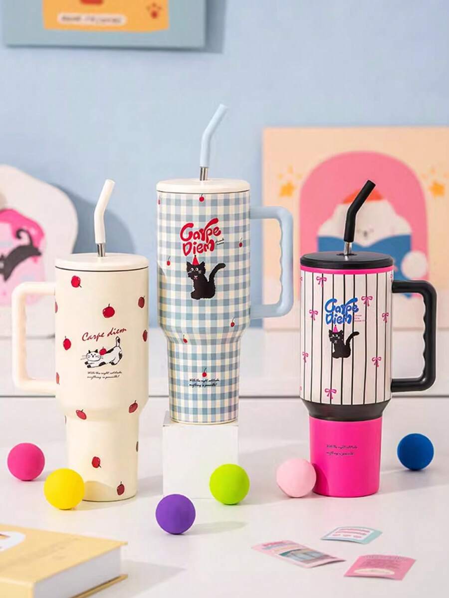 Straw Vacuum Insulated Stainless Steel Jumbo Capacity Drink Water Milk ...