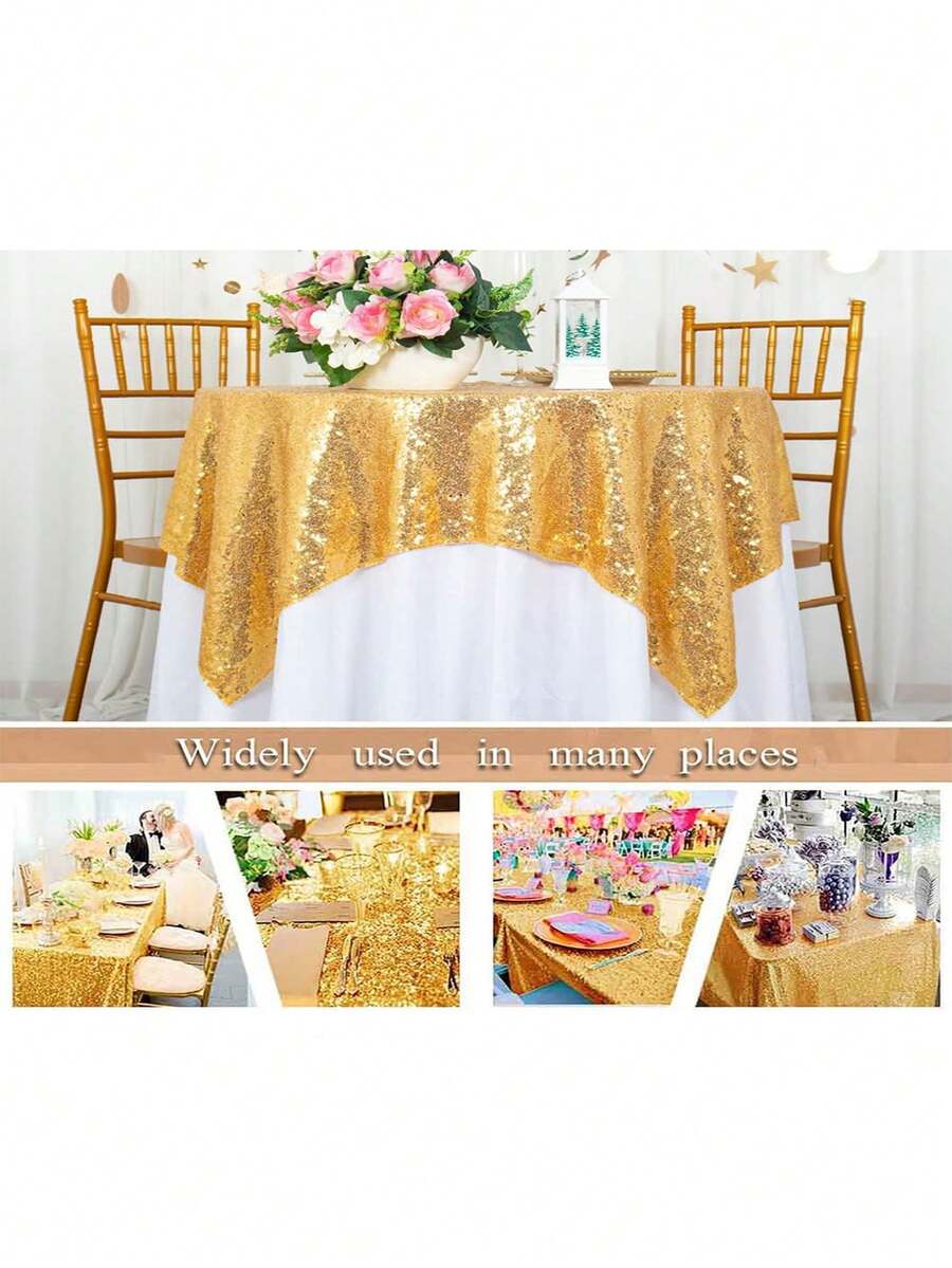1PC Shiny Drape Tablecloth Silver Red Gold Tablecloth Sequin Fabric ...