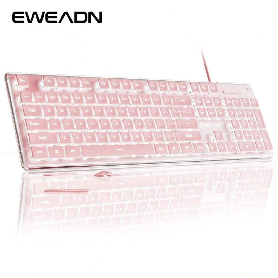 EWEADN Mechanical Feel Gaming Keyboard, All-Metal Panel 104 Keys Wired ...