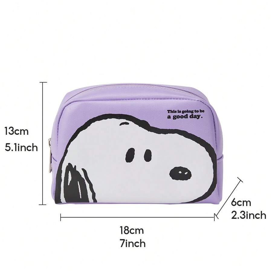 Miniso Snoopy Cartoon Pattern Square Makeup Bag Simple Style Travel ...