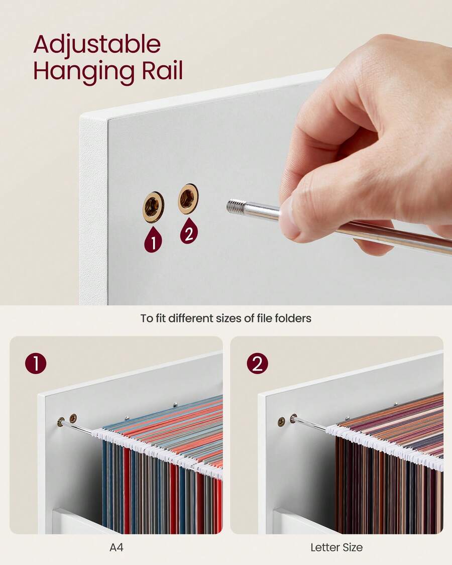 VASAGLE File Cabinet With 2 Drawers, Rolling Office Filing Cabinet With ...