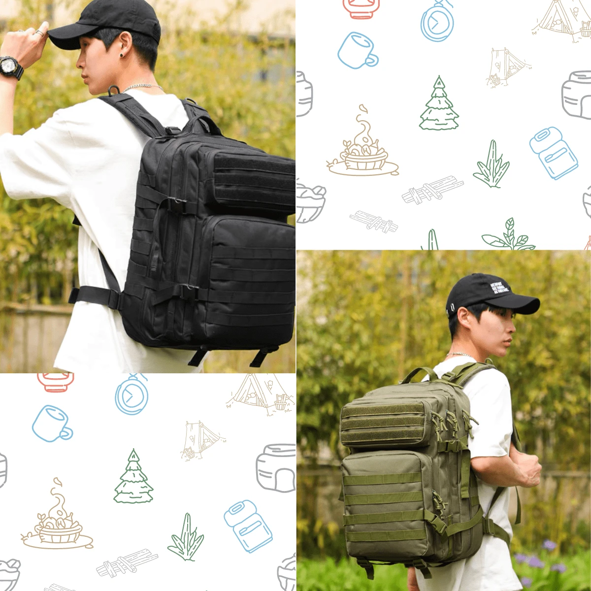 Men's Military Tactical Backpack 50 Liters Cargo Style Unisex ...