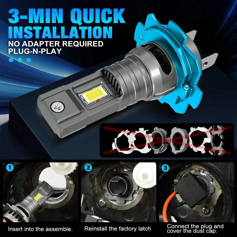 S&D Bombilla de faro LED H7 Mini inalámbrica de 40 W y 20,000 LM, 6,000 ...