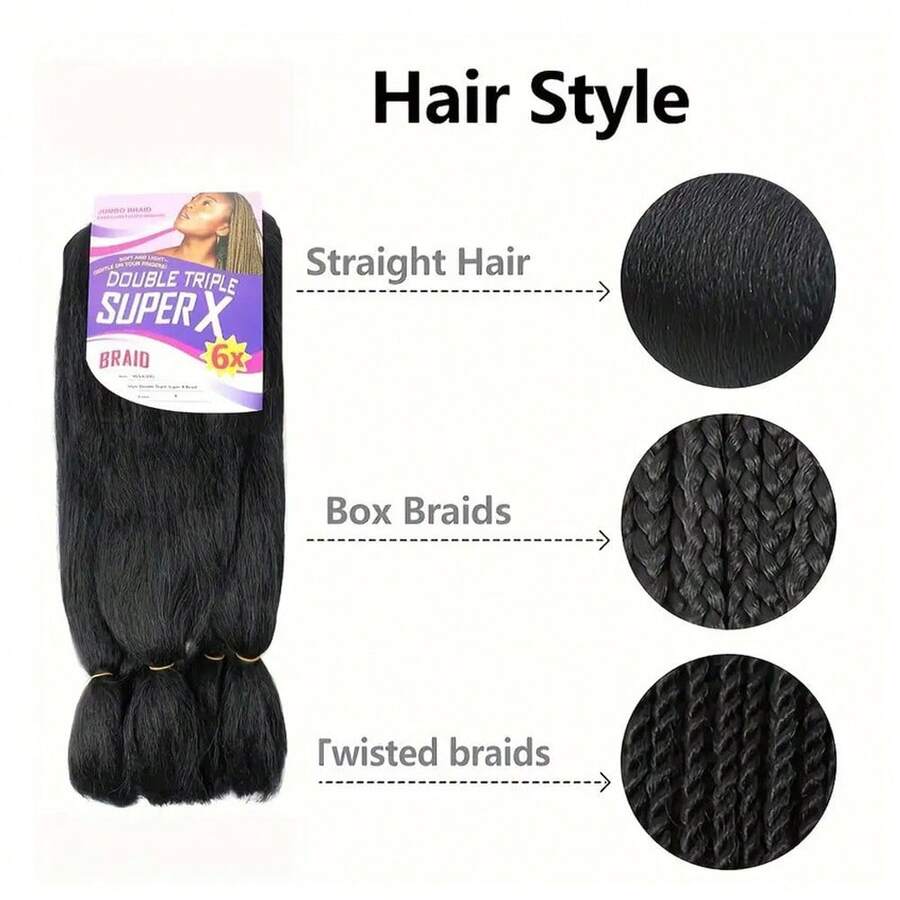 24 Inch 6 Packs Yaki Braiding Hair, Two Tone Yaki Texture Prestretched ...