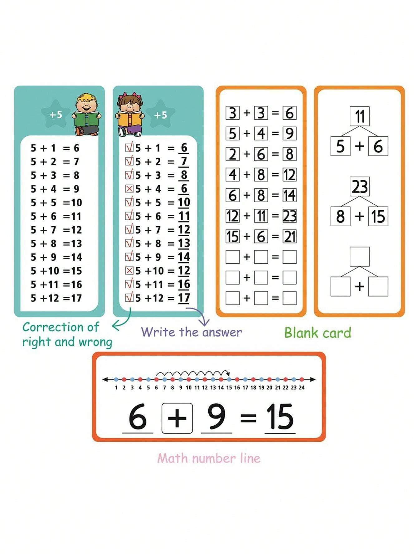 1 12 Cartes De Faits Daddition Et De Soustraction Avec 2 Stylos