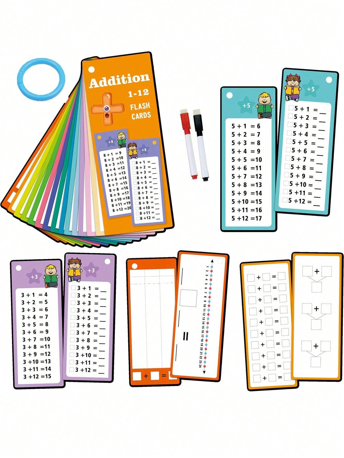 1 12 Cartes De Faits Daddition Et De Soustraction Avec 2 Stylos