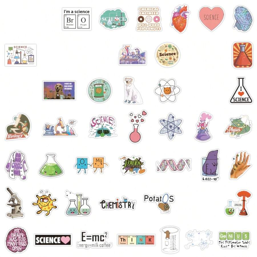 48PCS Science Laboratory Stickers Aesthetic Vinyl Stickers Decals ...