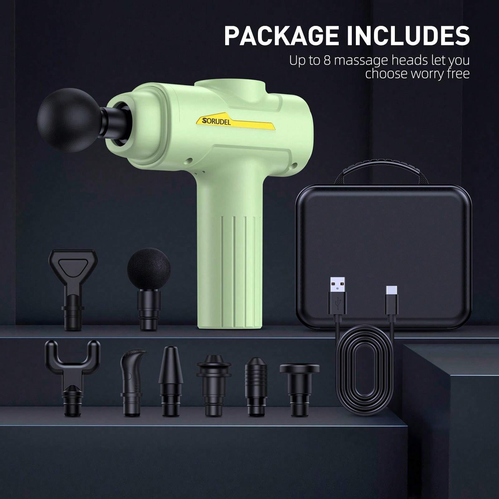 SORUDEL Massage Gun, 8 Massage Heads, Deep Tissue Professional Muscle ...