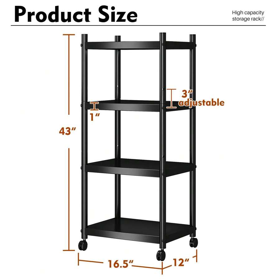 4-Shelf Heavy Duty Shelving,Metal Utility Storage Racks With Rolling ...