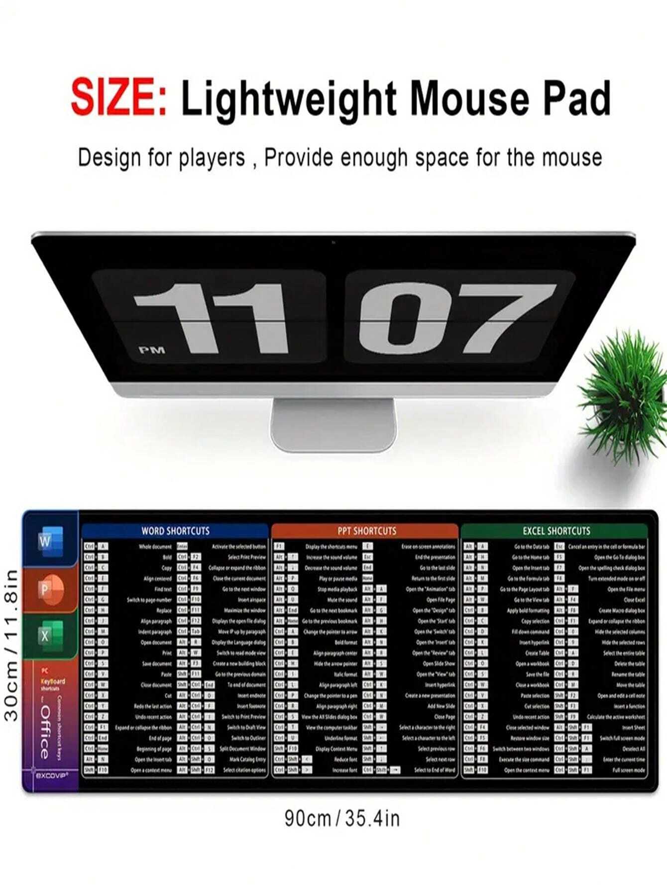 Office Software Word Excel Ppt Shortcut Key Mouse Pad Extra Large 31