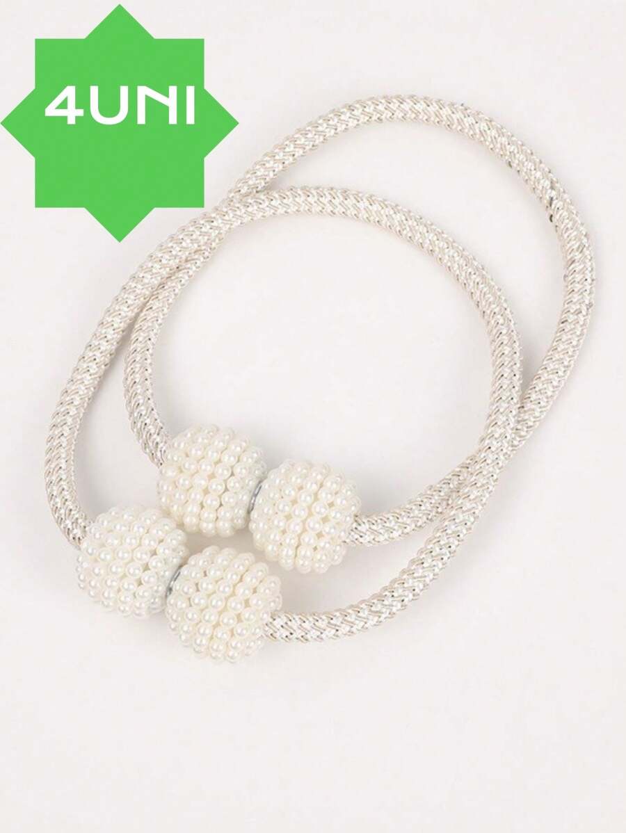 4 Langsir Magnet Curtain Belt Fabric Rope Imitation Pearl Buckle Free ...