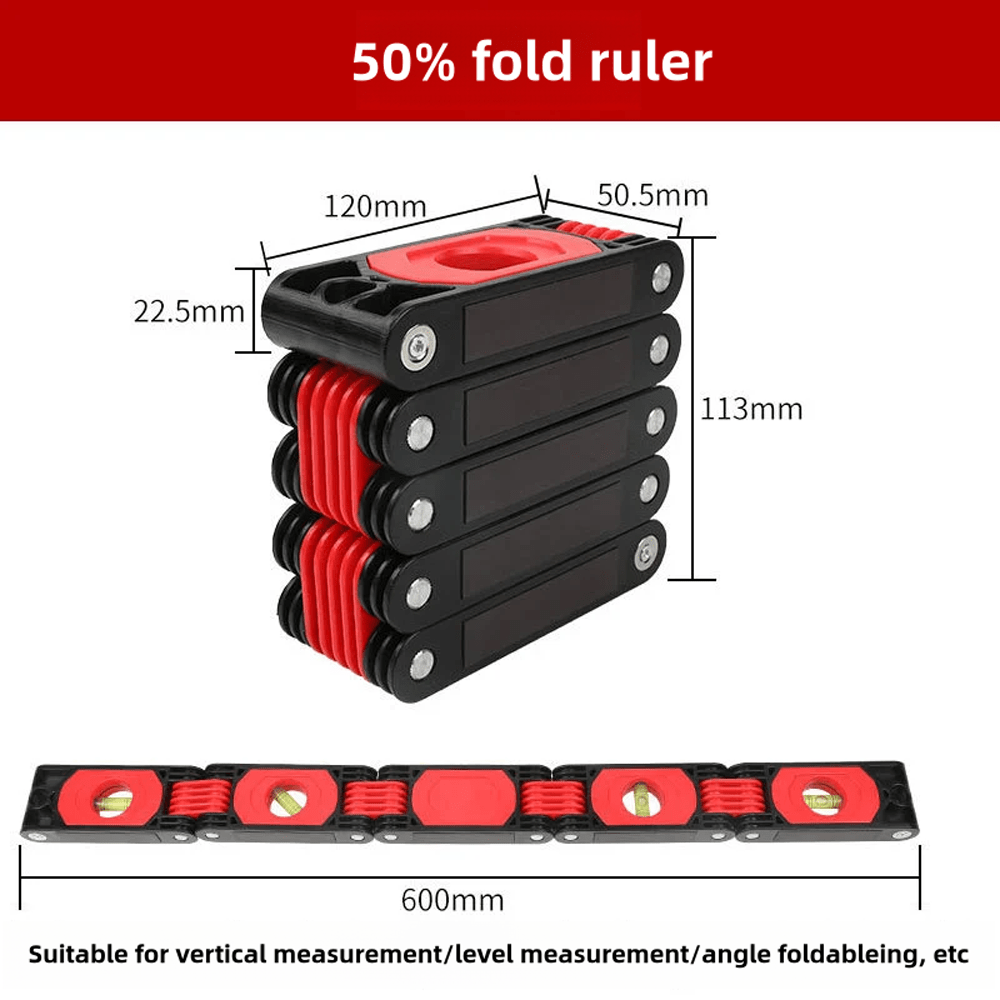 1 Pc 5-Fold Ruler, Portable Multifunctional Folding Level Ruler ...