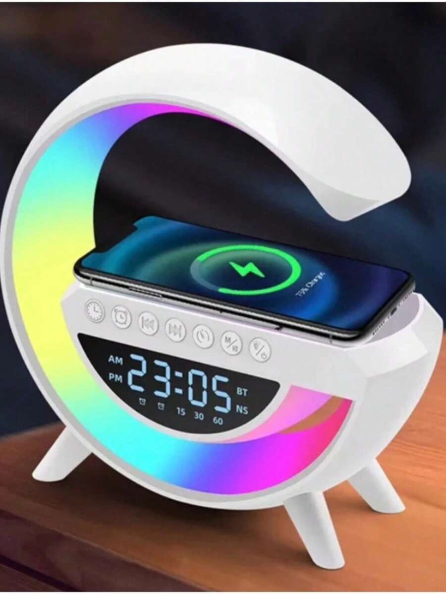 Alarm Clock Speaker With Display Wireless Induction Charger 4 In 1 ...