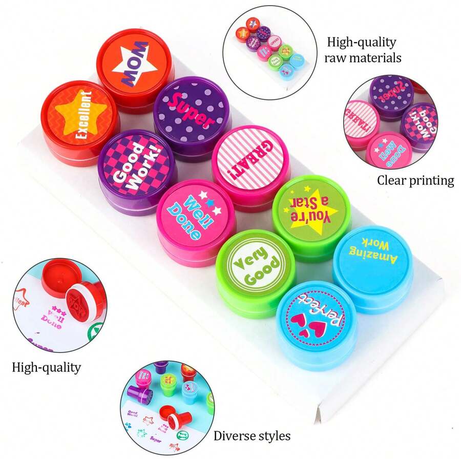 10 PCS Teacher Reward Stamps, Motivational Stamps For Classroom, Rubber ...