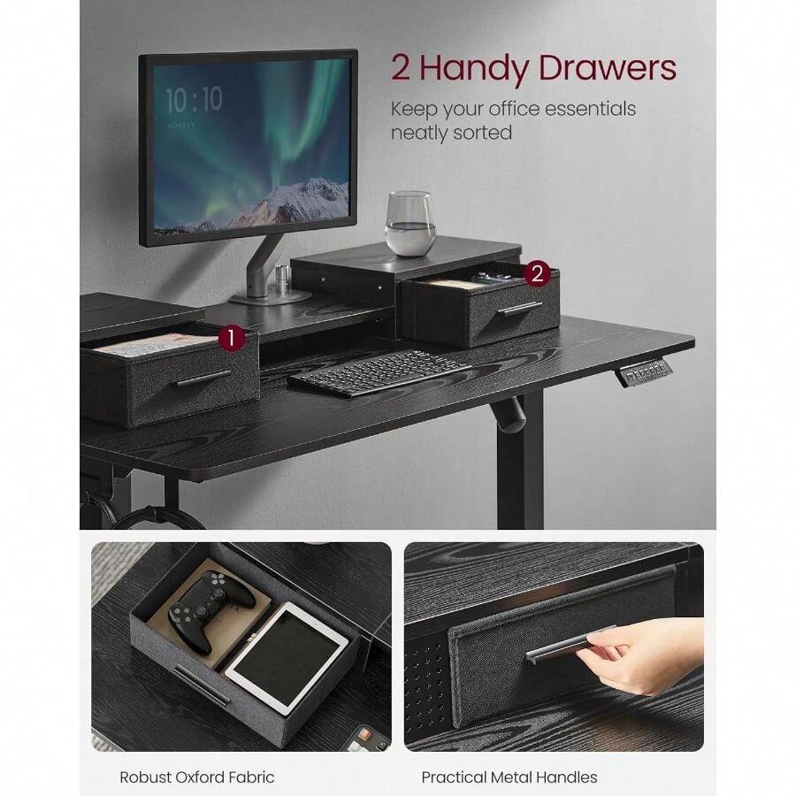 VASAGLE Electric Standing Desk With Drawers, Sit Stand Desk With Built ...